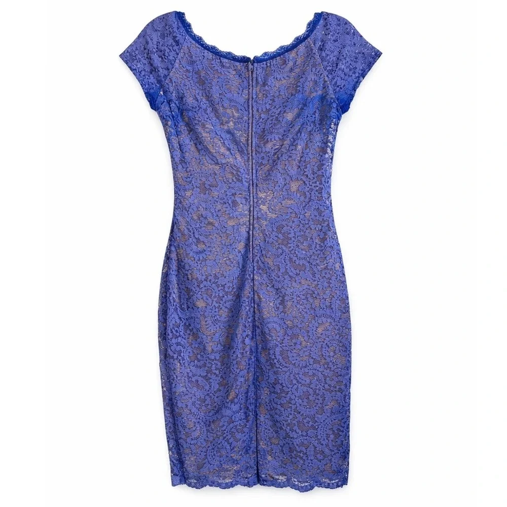 Bisou Bisou | Dresses | Bisou Bisou Michele Bohbot Blue Lace Sheath ...
